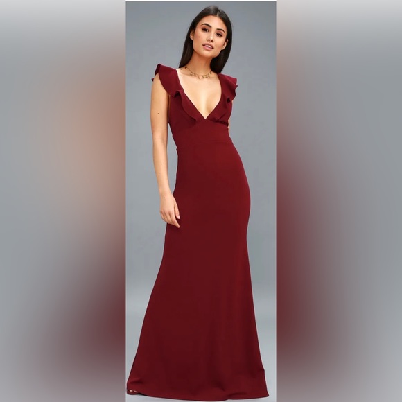 Lulus | Dresses | Maroon Mermaid Maxi Dress | Poshmark